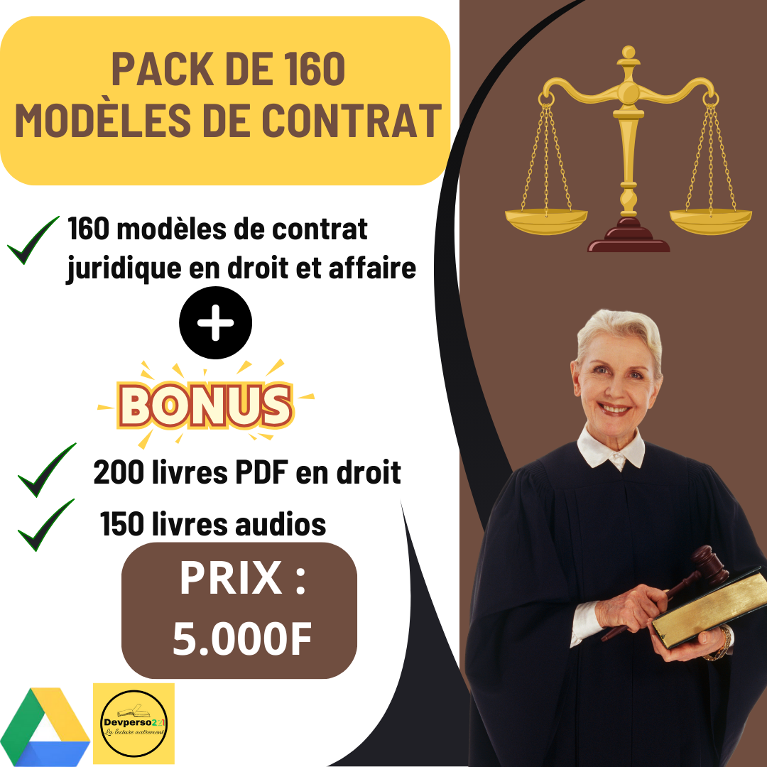 Pack de 160 modèles de contrat juridique en droit et affaires - Devperso221